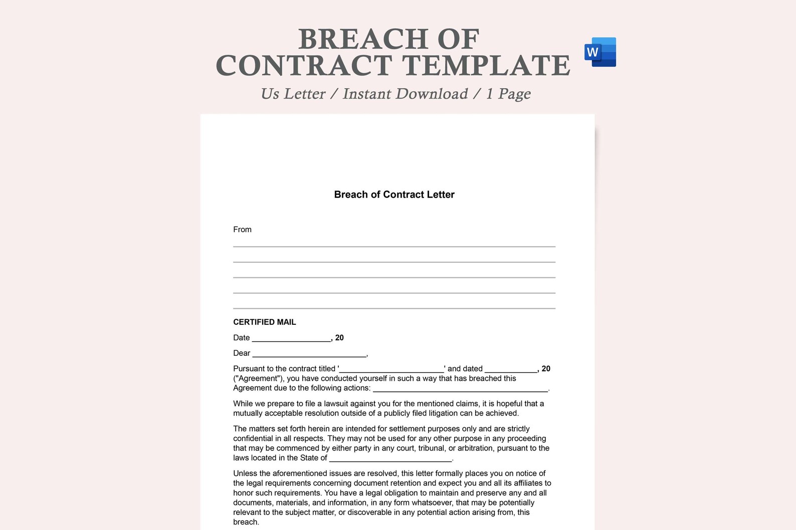 Breach of Contract Agreement,breach of Contract Template,breach of ...