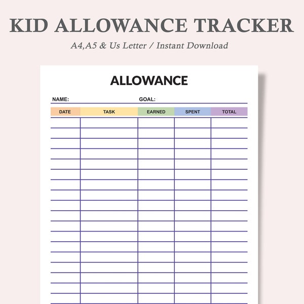 Allowance Chart - Etsy