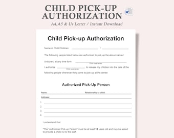 Childcare Authorize Pick Up - Etsy