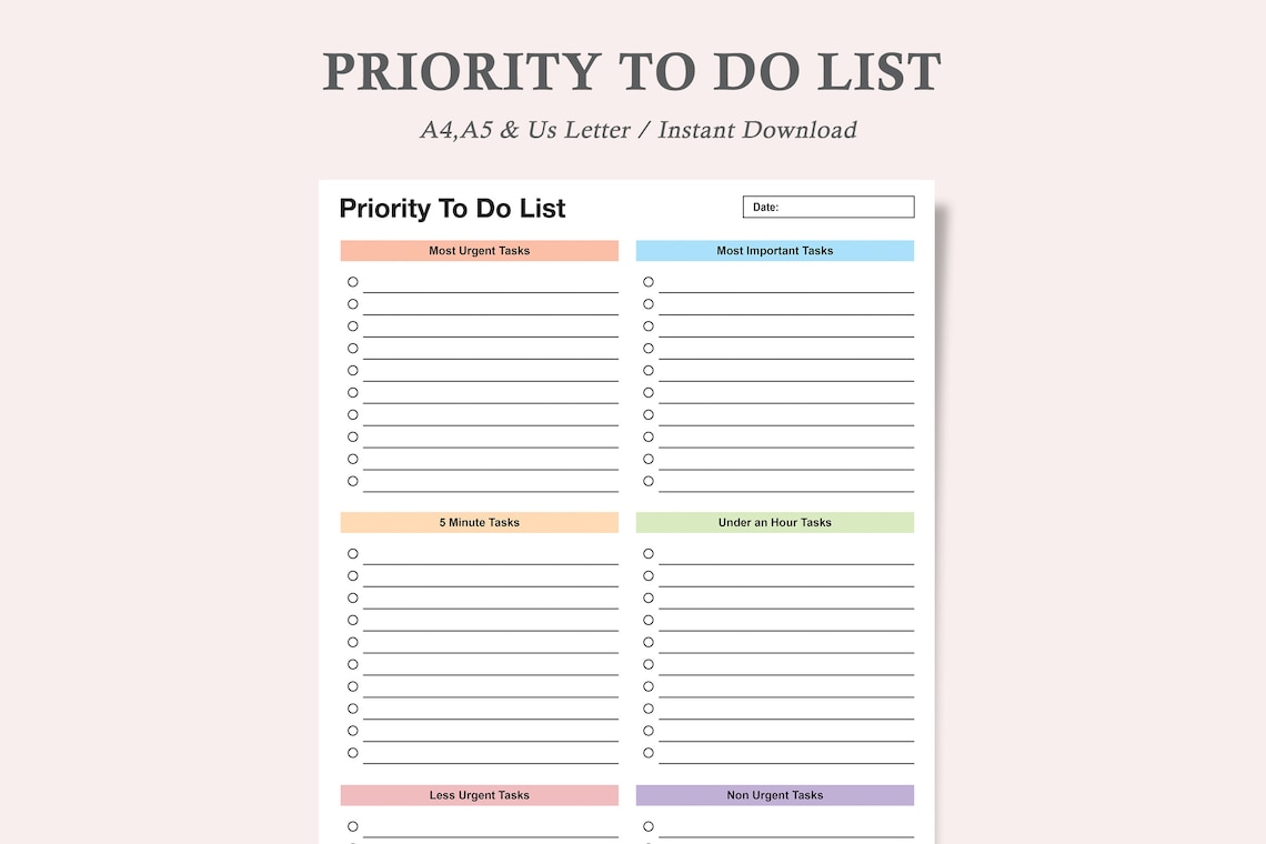 Priority List Template,priority to Do List,priority Task List,work ...
