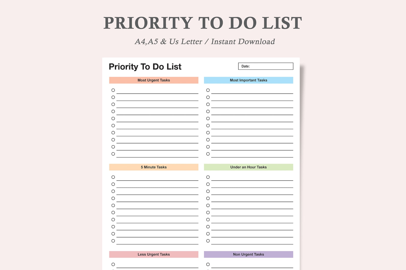 Priority List Template,priority to Do List,priority Task List,work ...
