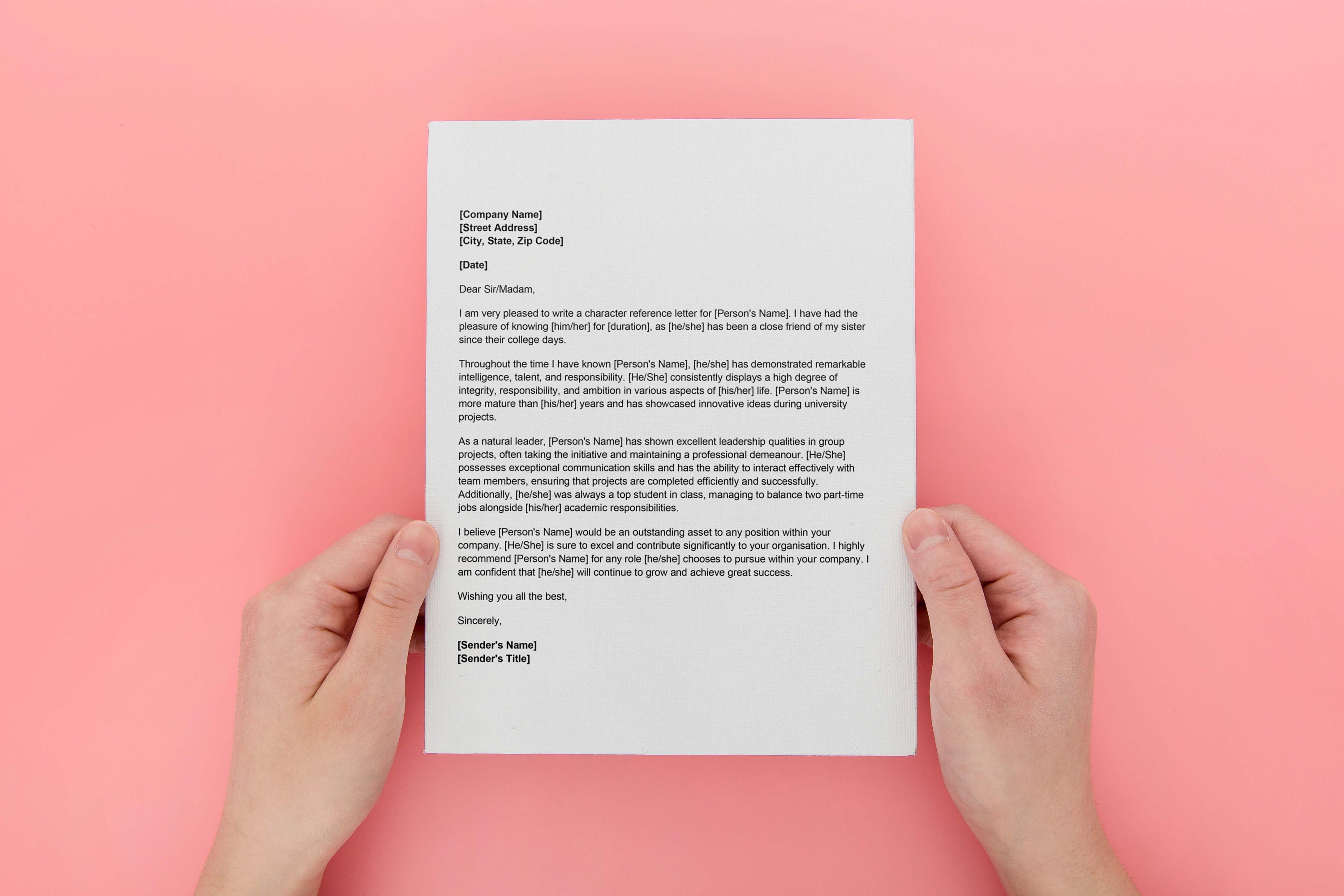 Character Reference Letter,letter of Recommendation Template,letter of ...
