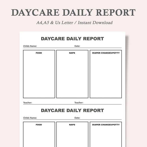Daycare Daily Report - Etsy