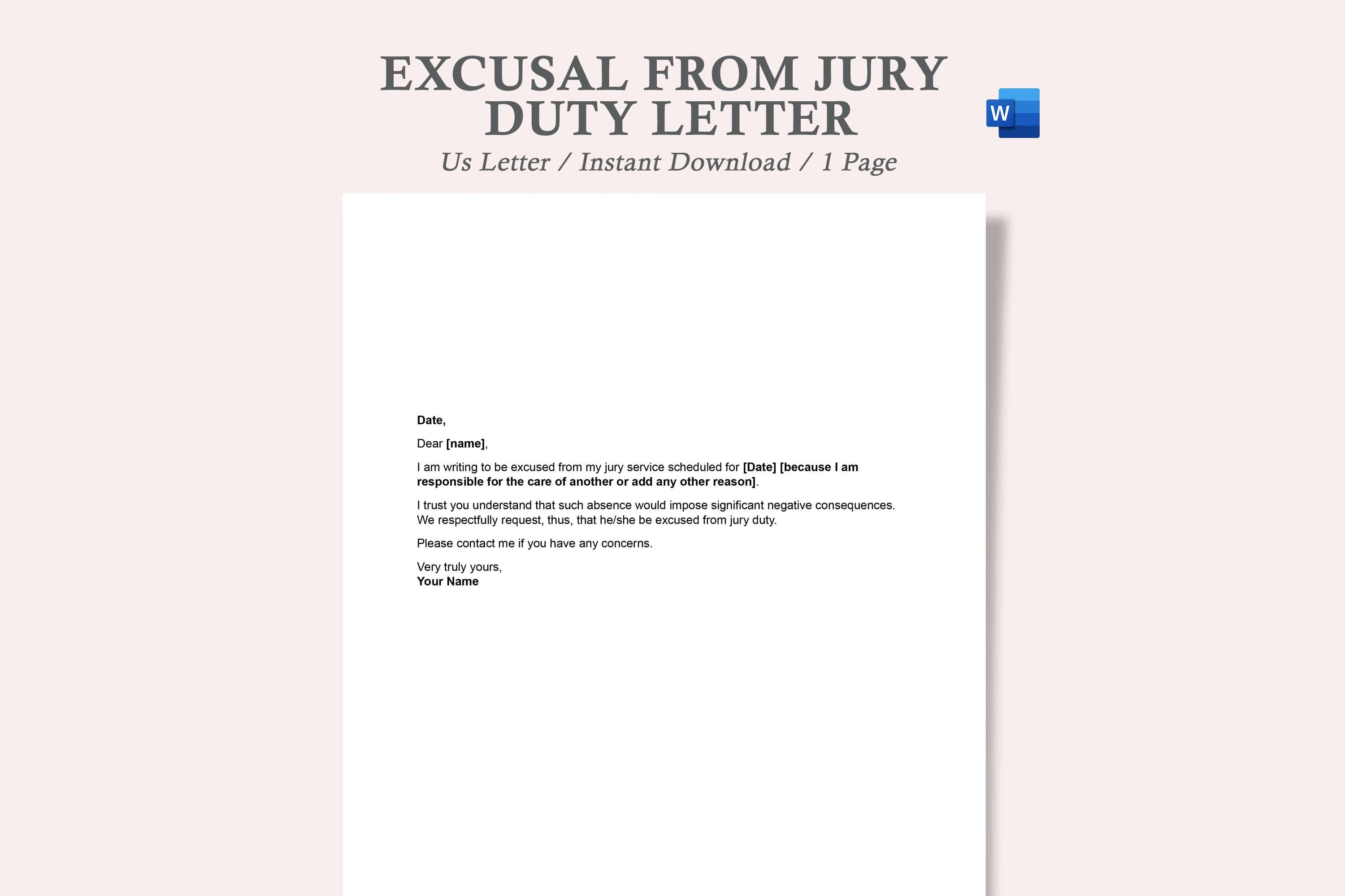 Excusal From Jury Duty Letter,jury Excuse Letter,employer Jury Duty ...