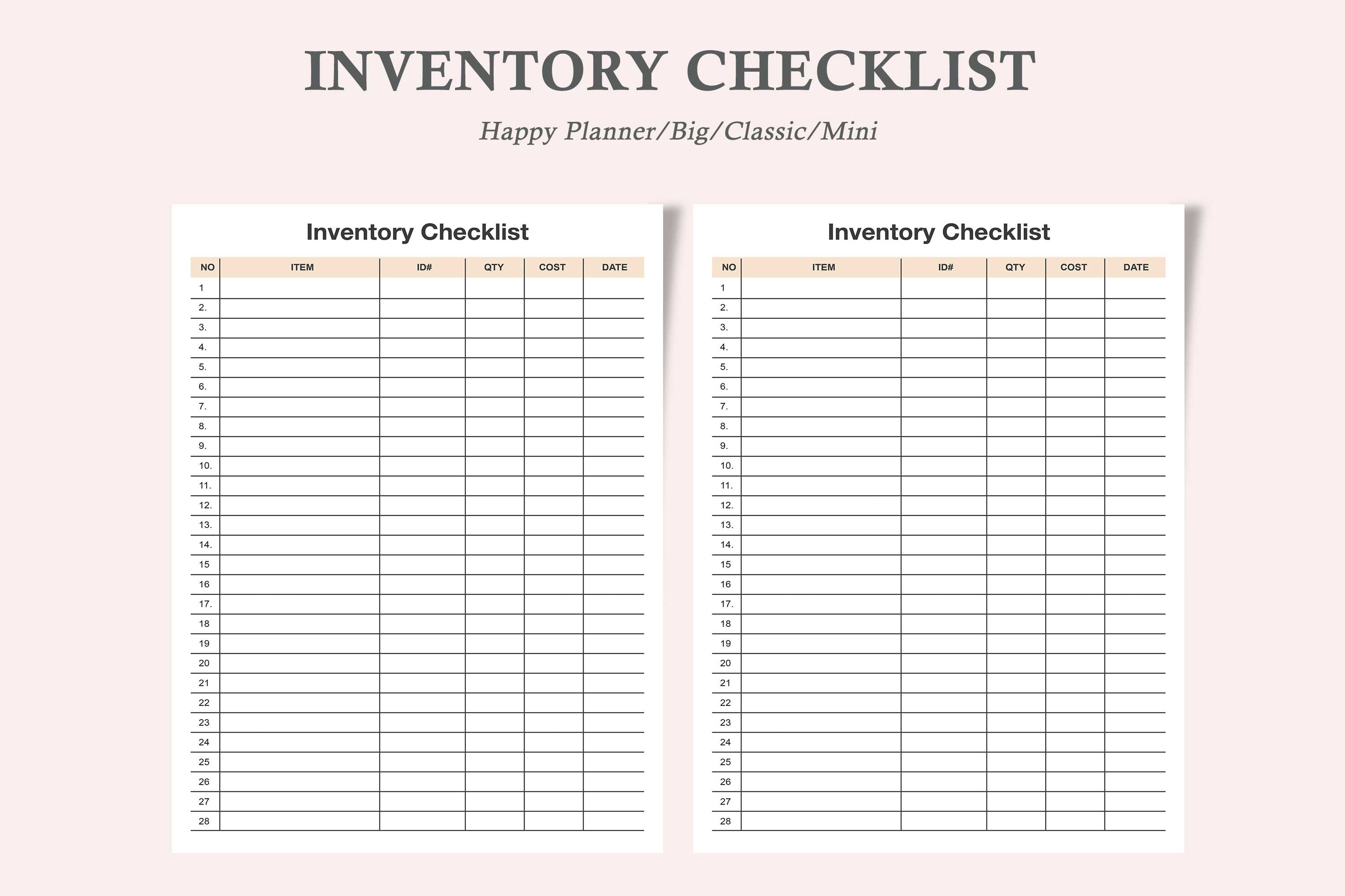 Inventory Checklist,inventory List,inventory Tracker,inventory Stock ...