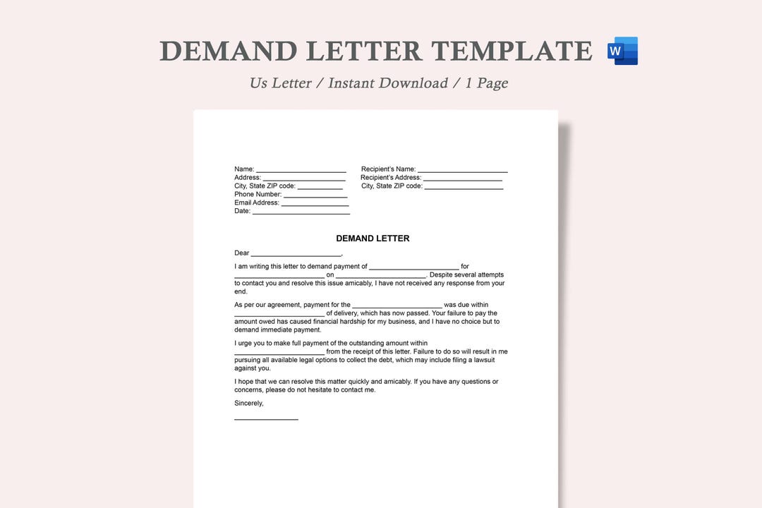 Demand for Payment Letter,demand Letter Template,demand Letter Format ...