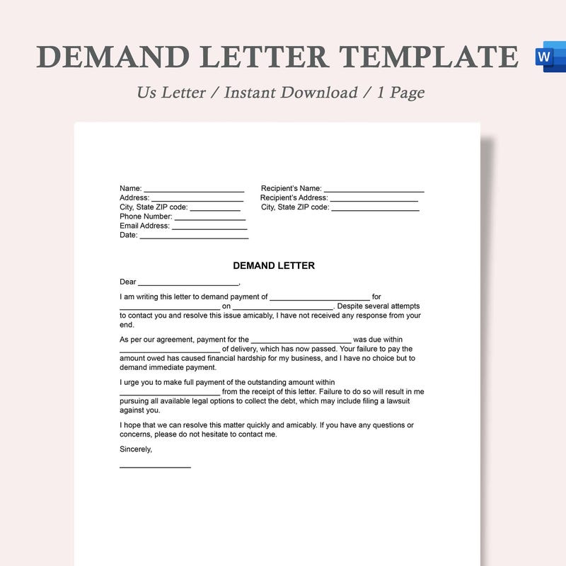 Demand Letter for Payment - Etsy