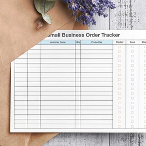 Small Business Order Tracker,purchase Order Template,order Form,order ...