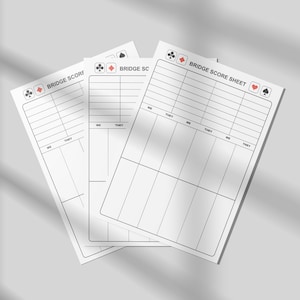 Bridge Score Sheet,bridge Score Sheet Printable,bridge Score Sheet ...