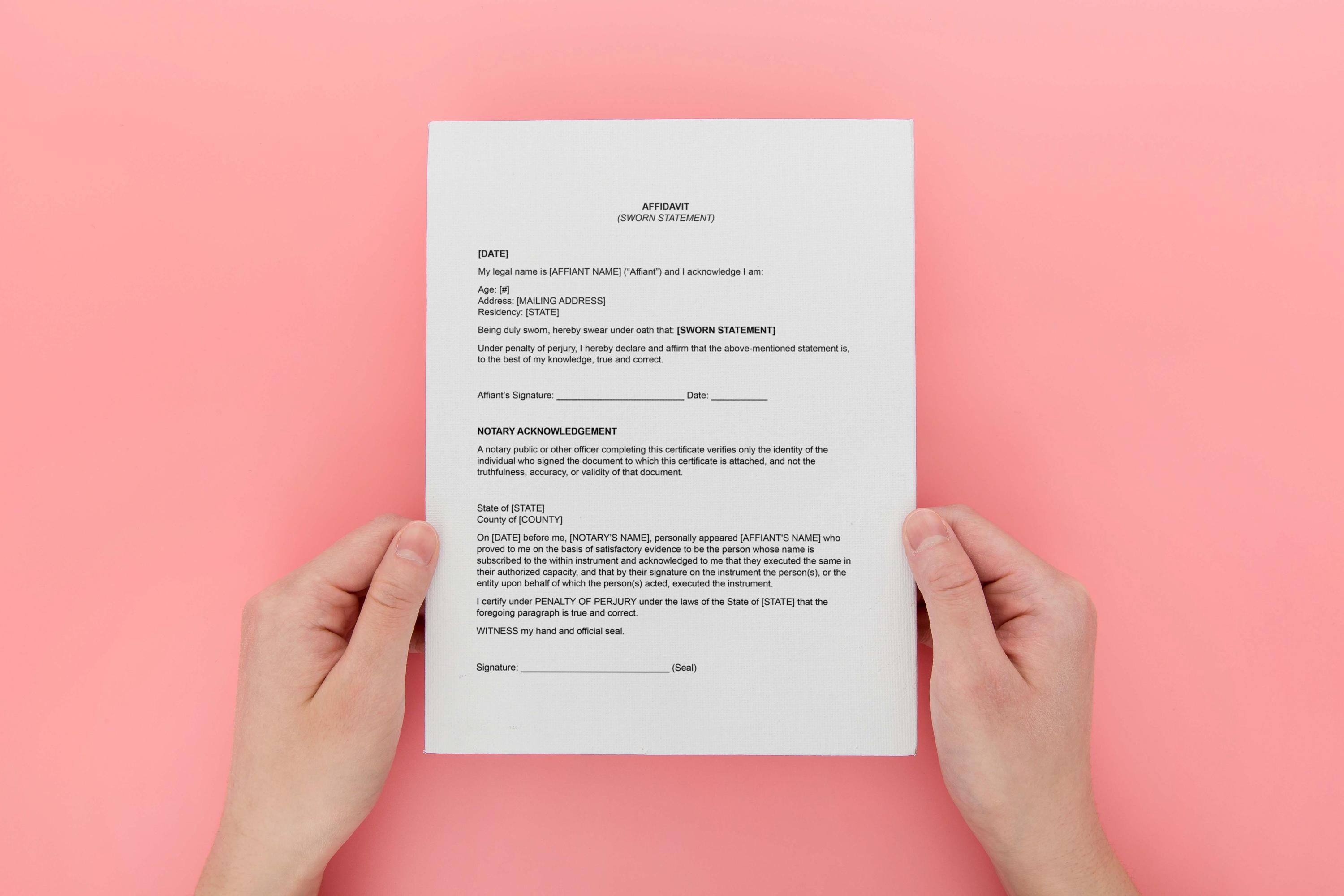 Affidavit Template,sample Affidavit Letter,example of Letter of ...