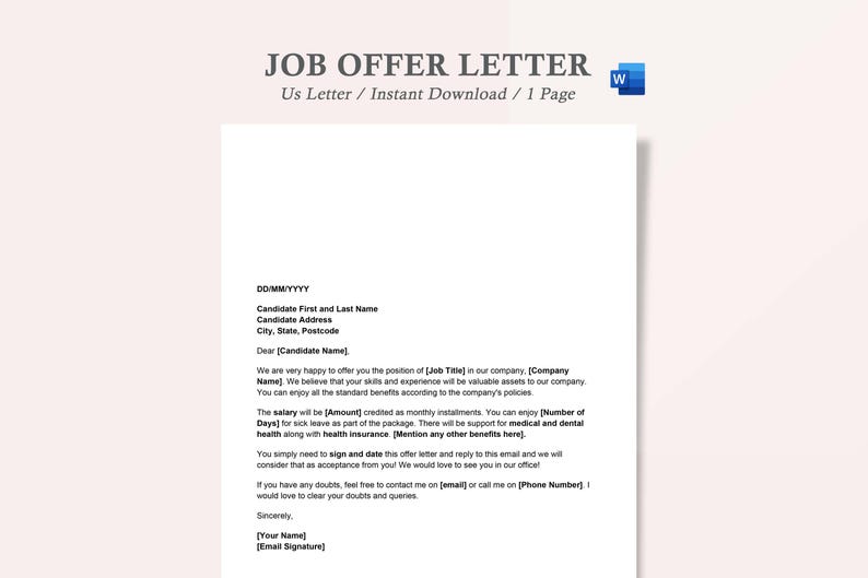 Job Offer Letter,offer Letter Template,offer Letter,sample Letter for ...