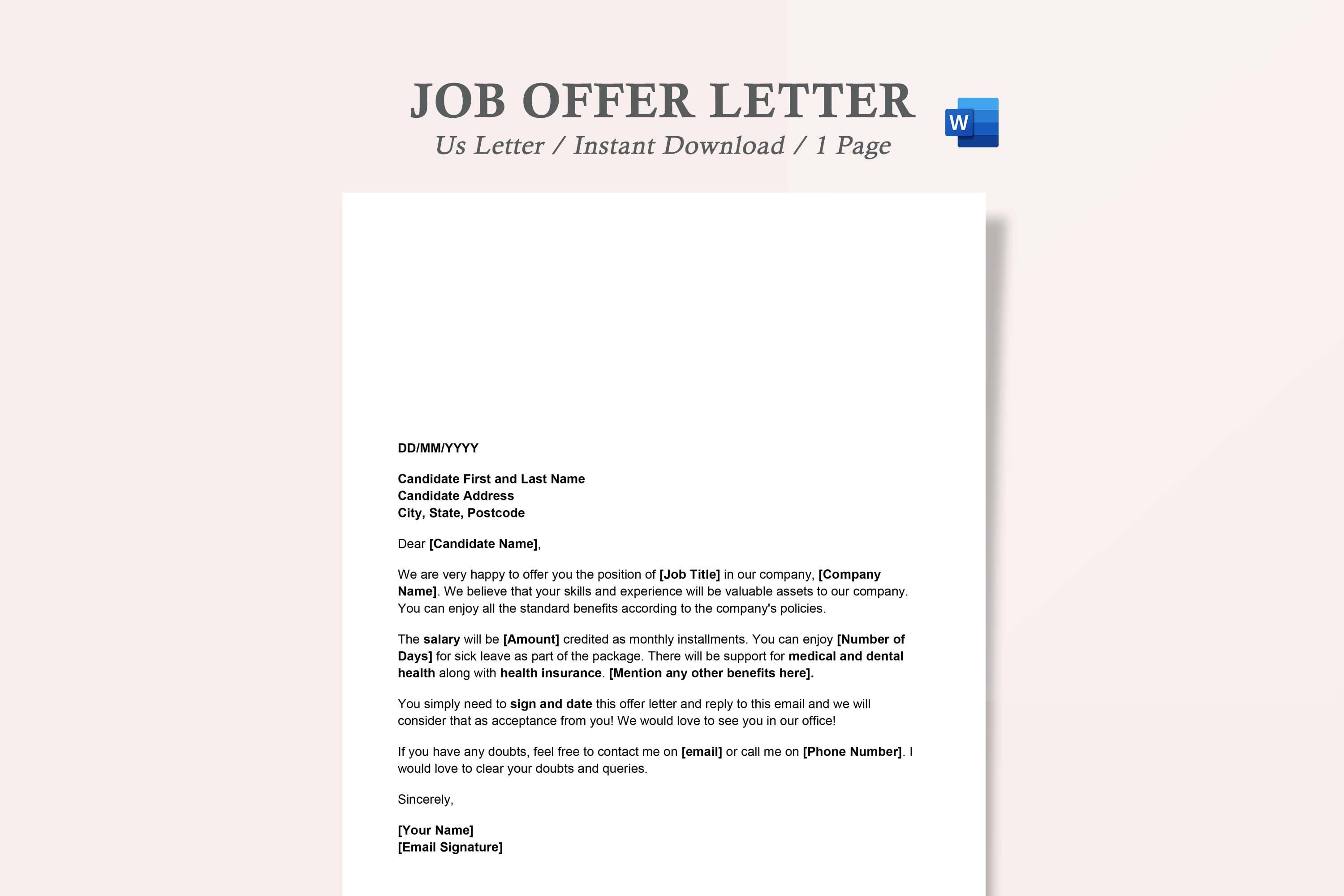 Job Offer Letter,offer Letter Template,offer Letter,sample Letter for ...