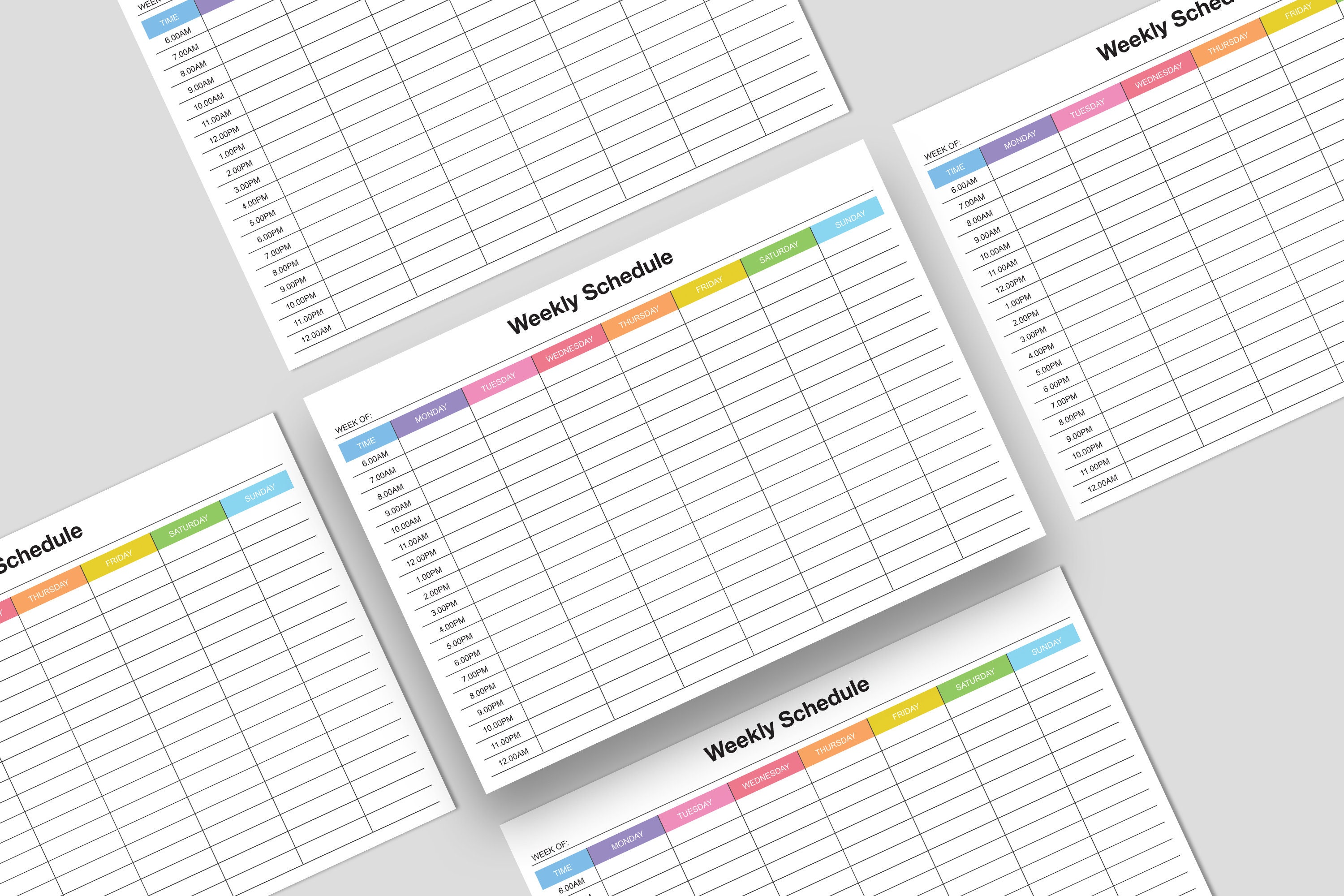 Weekly Schedule Template,weekly Schedule Planner,7 Day Weekly Schedule ...