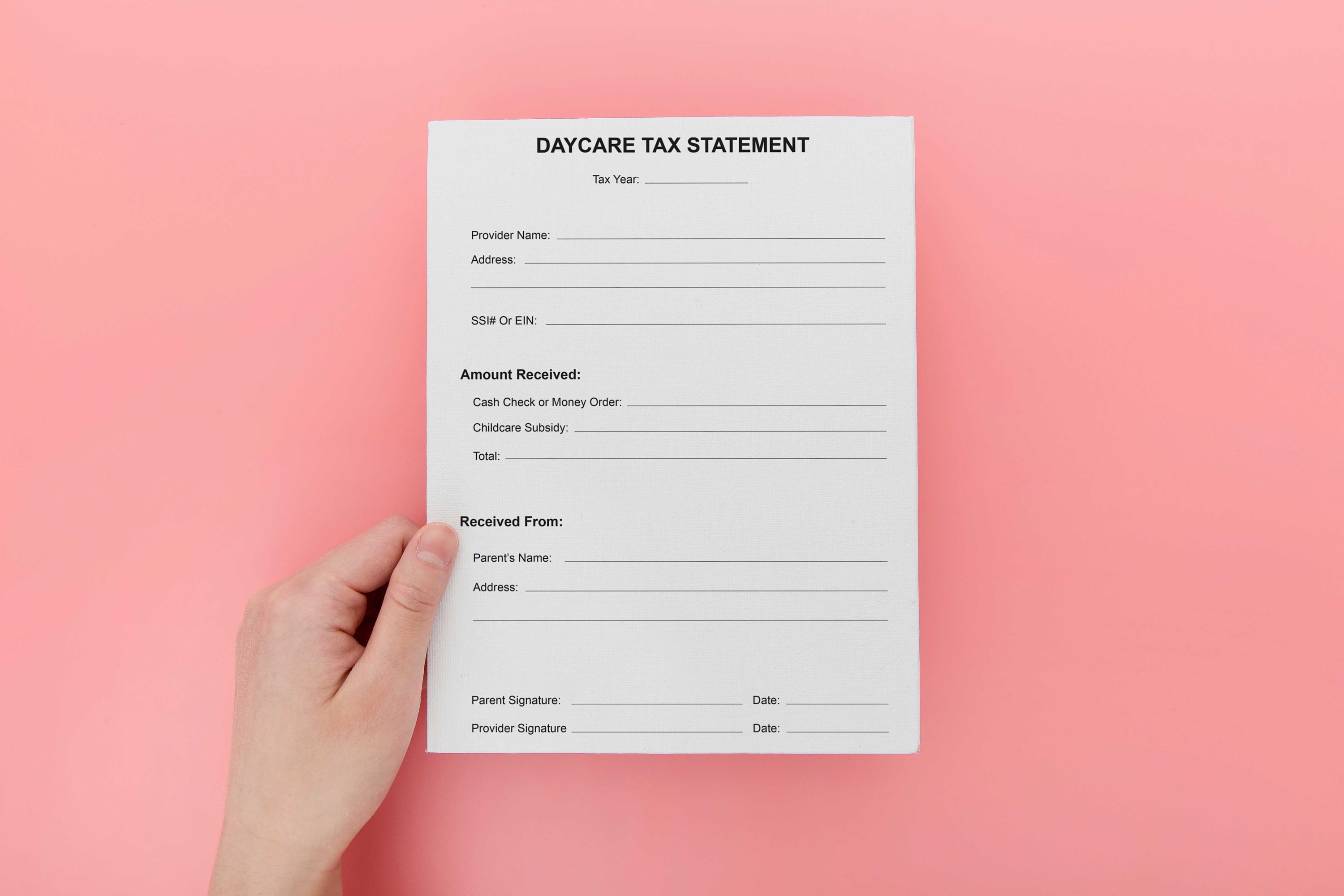 Child Care Tax Form,child Tax Statement,tax Receipt for Daycare,daycare ...
