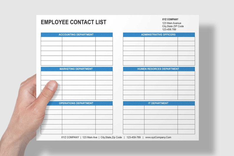 Employee Contact List Templateeditable Word Formcompany - Etsy