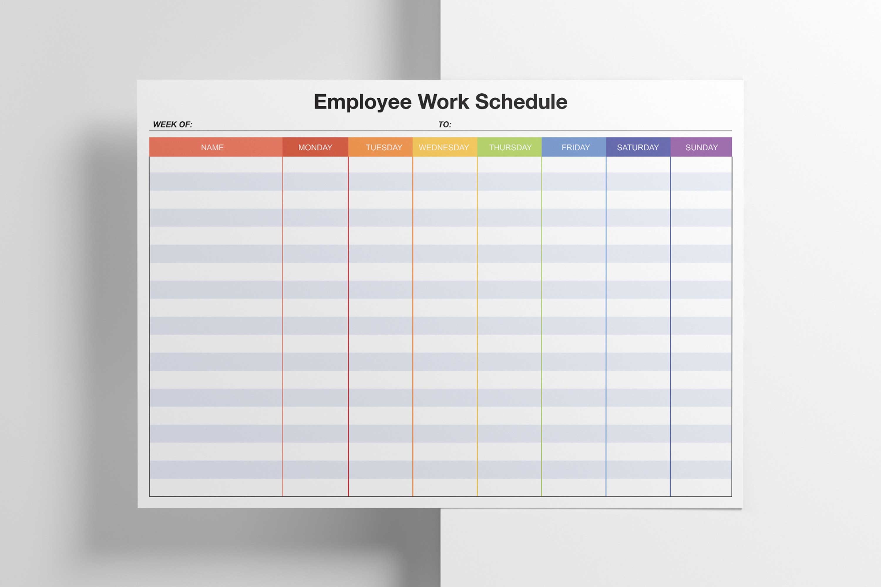 Employee Work Schedule,weekly Work Schedule Template,work Planner ...