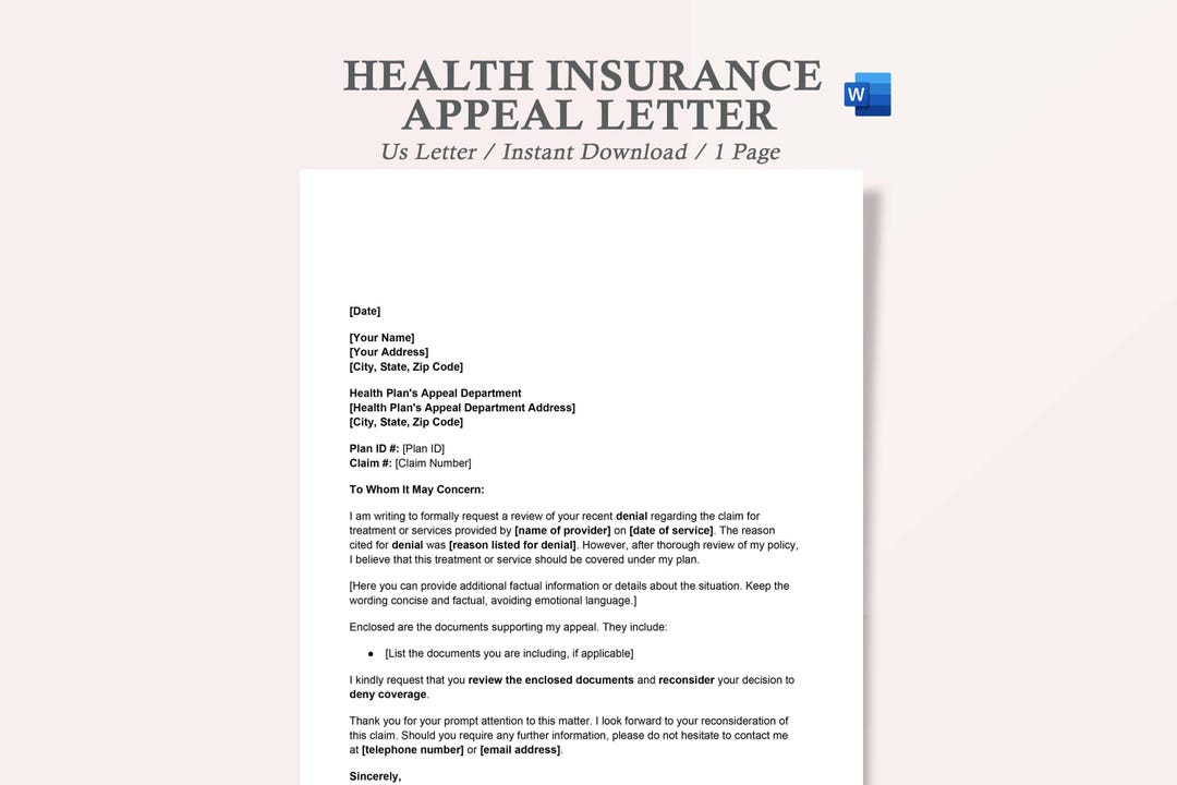 Health Insurance Letter,health Insurance Appeal Letter,health Insurance ...