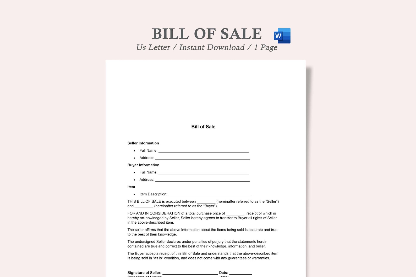 Bill of Sale Template Word,bill of Sale Template,bill of Sale Form ...