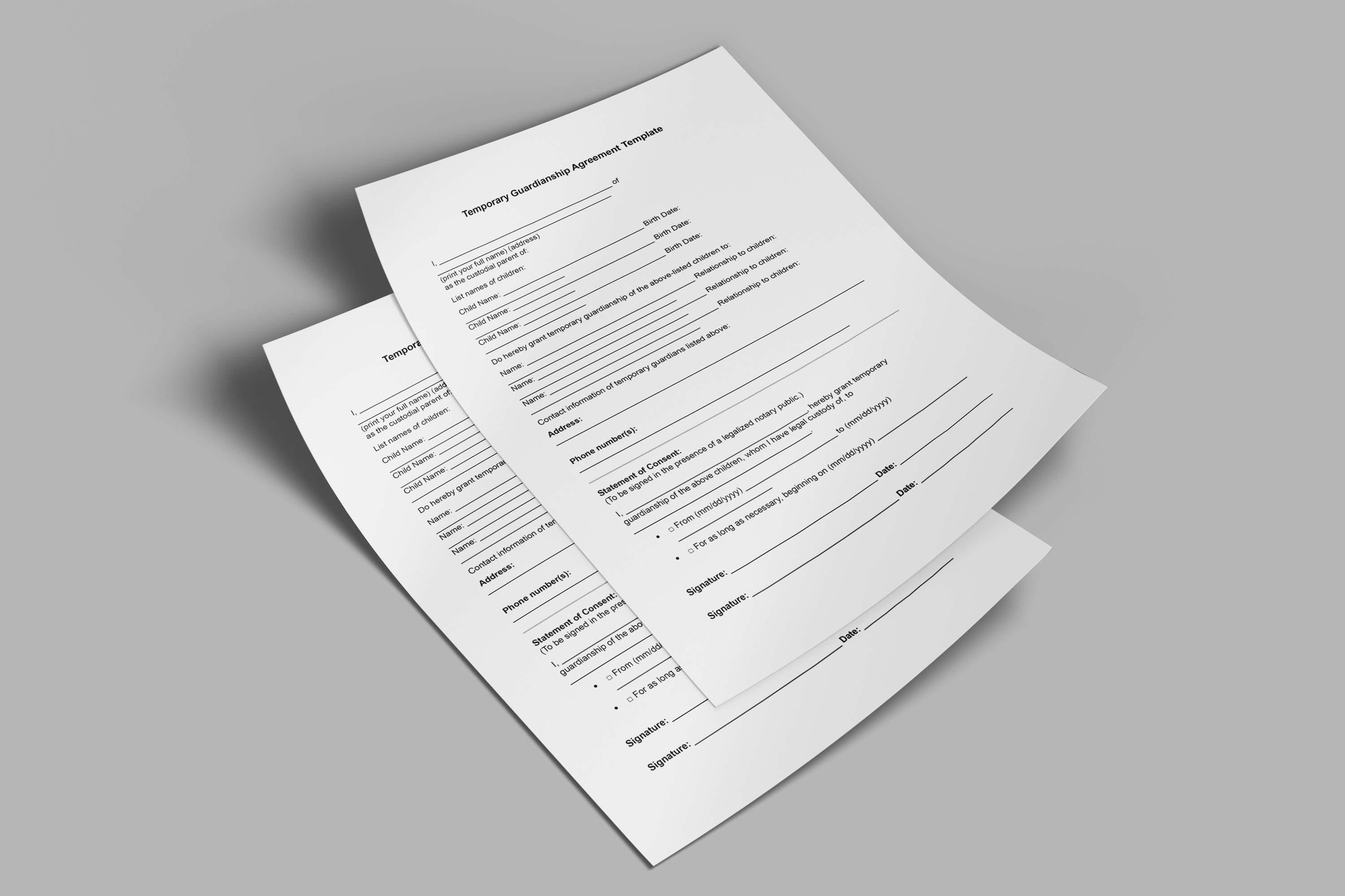 Temporary Guardianship Form,temporary Guardianship Agreement Form ...