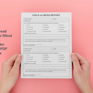Child Illness Report,illness Report,illness Tracker,illness Report for ...