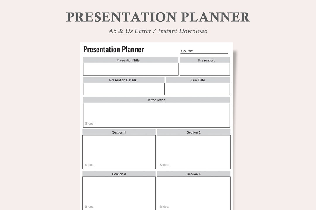 Presentation Planner,presentation Template,printable Presentation ...