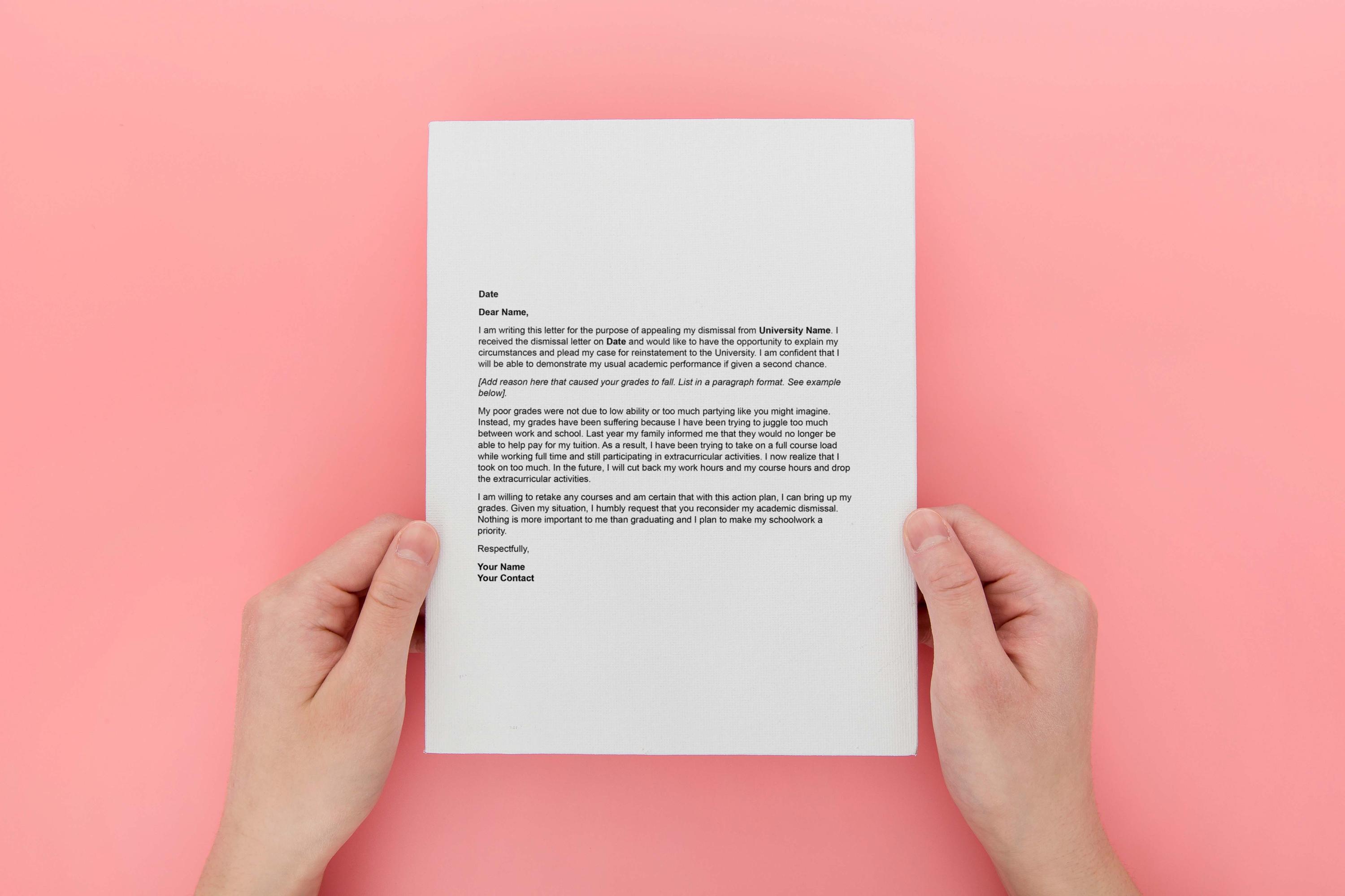 Academic Dismissal Appeal Letter,academic Dismissal Appeal Letter ...