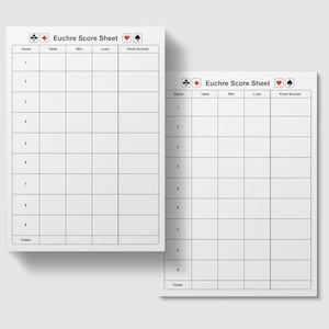 Euchre Score Sheet,euchre Score Cards Printable,euchre Tournament Score ...