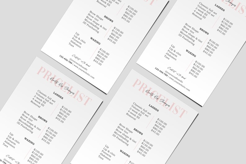 DIY Pink Price List Editable Price List Template Printable | Etsy