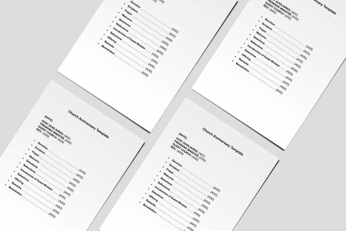 Church Anniversary Program Template,church Program Template,church ...