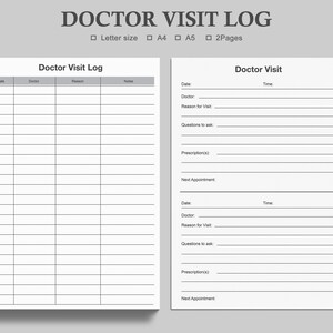 Doctor Visit Log,doctor Tracker,doctor Planner,doctor Appointment ...