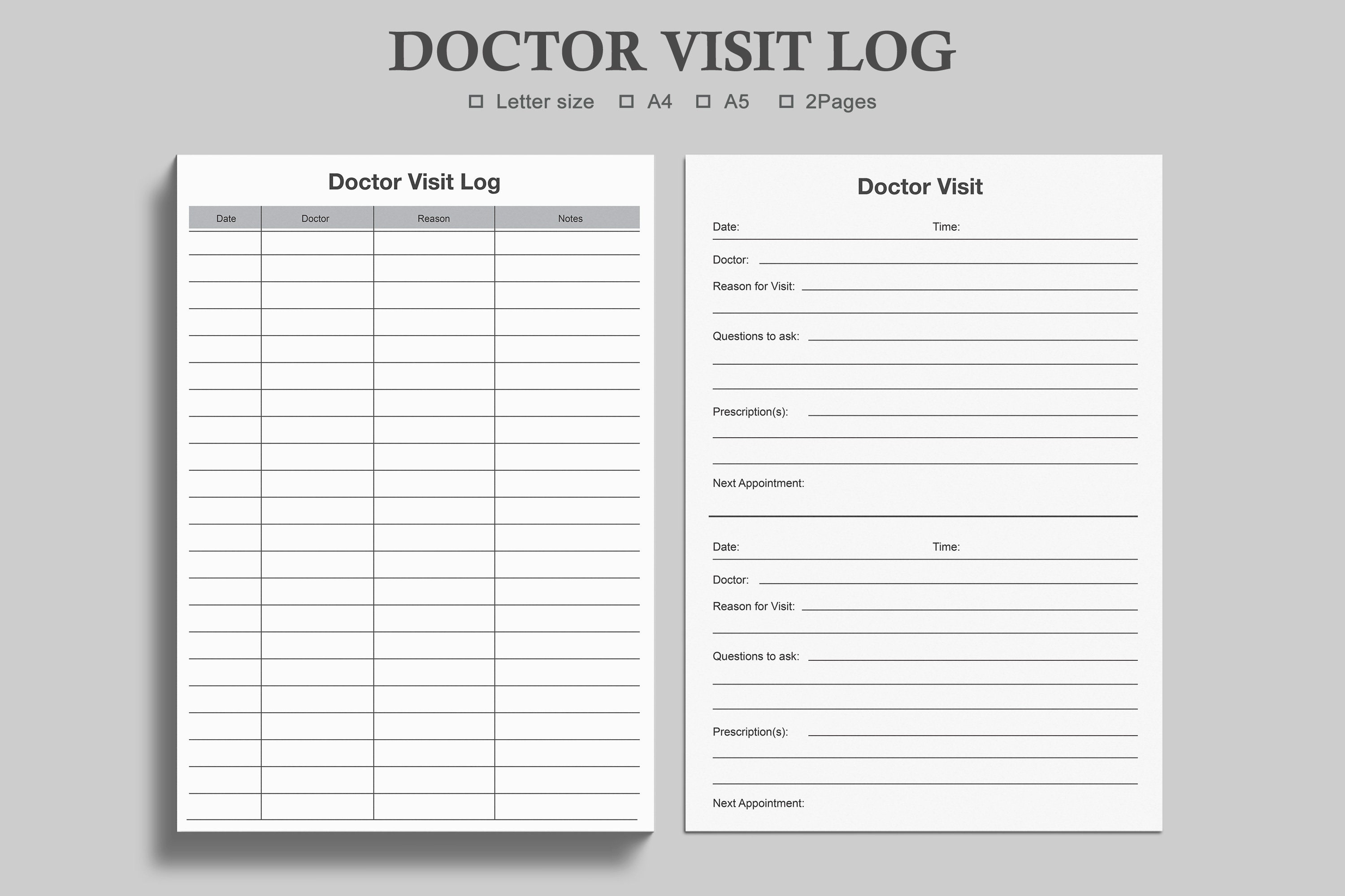 Doctor Visit Log,doctor Tracker,doctor Planner,doctor Appointment ...