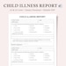 Child Illness Report,illness Report,illness Tracker,illness Report for ...