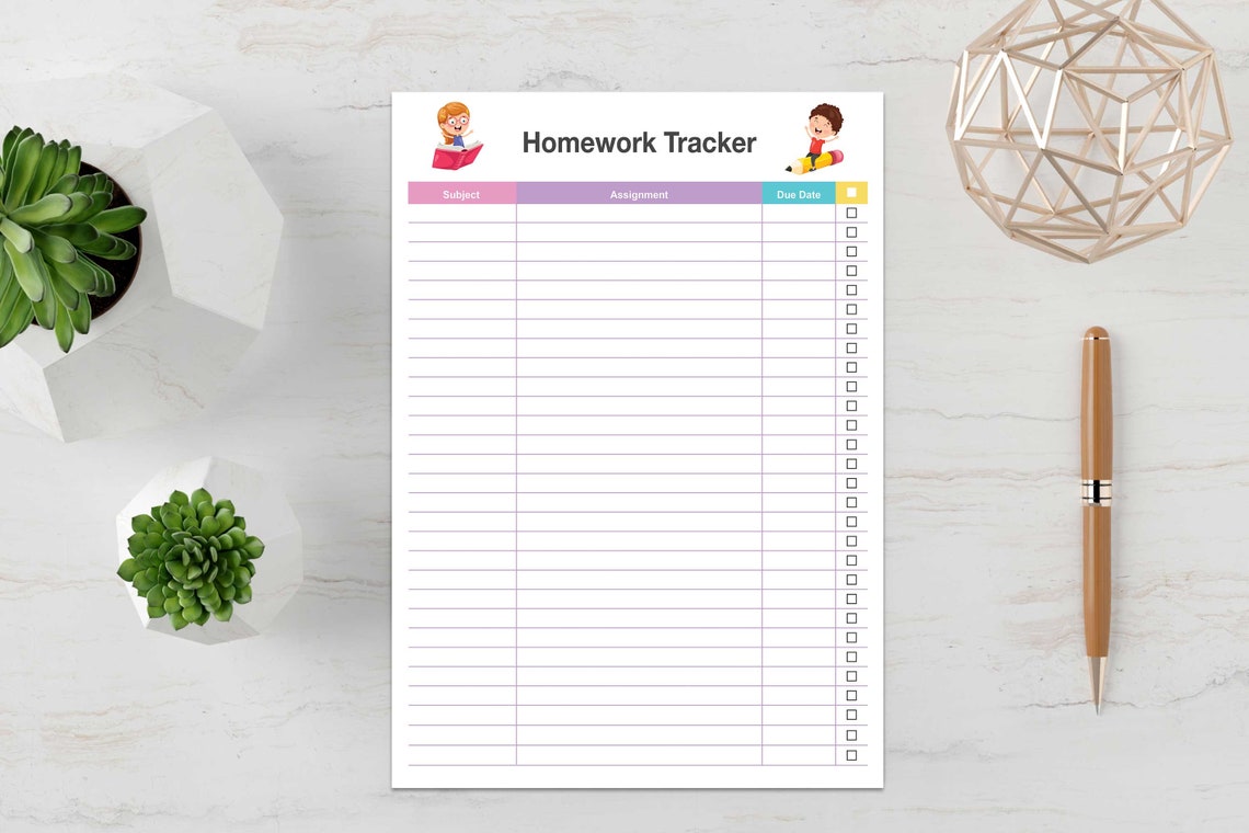 Homework Chart,homework Log,homework Organizer,daily Homework Chart ...