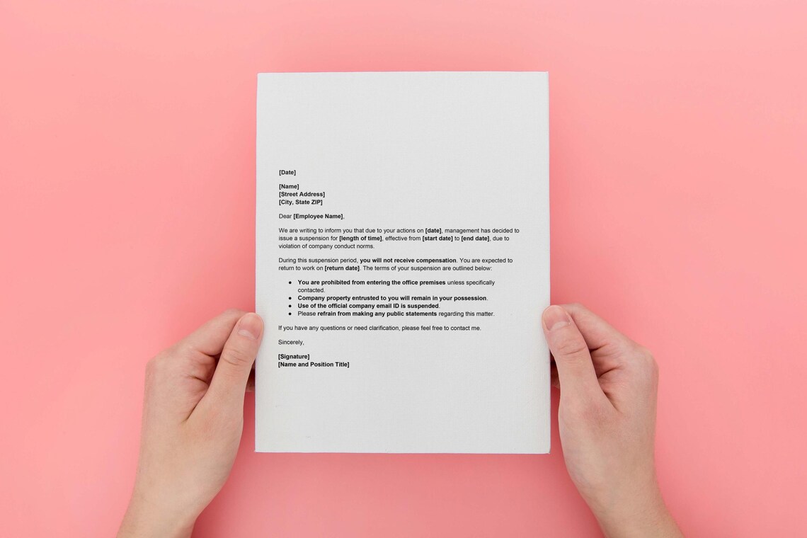 Employee Suspension Letter,letter of Suspension Template,staff ...