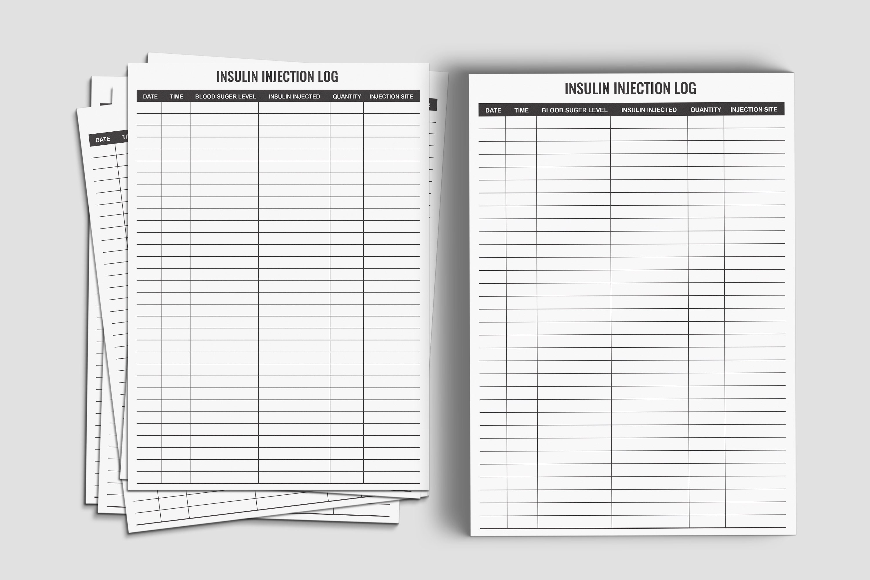 Insulin Injection Log,insulin Tracker,blood Sugar Tracker,diabetes ...