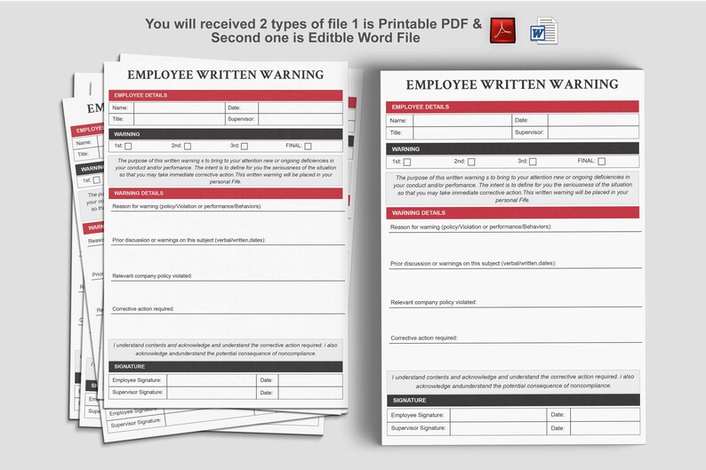 Employee Written Warning From,employee Write Up,employee Warning Notice ...
