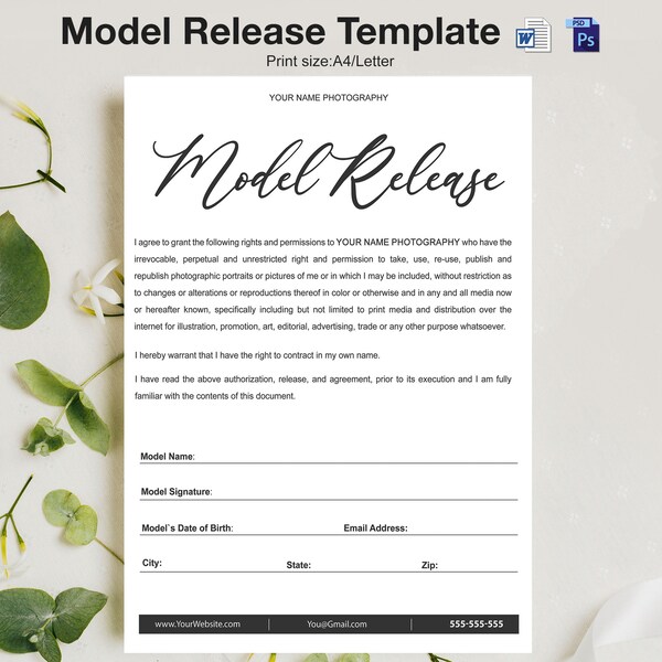 Photo Model Release - Etsy