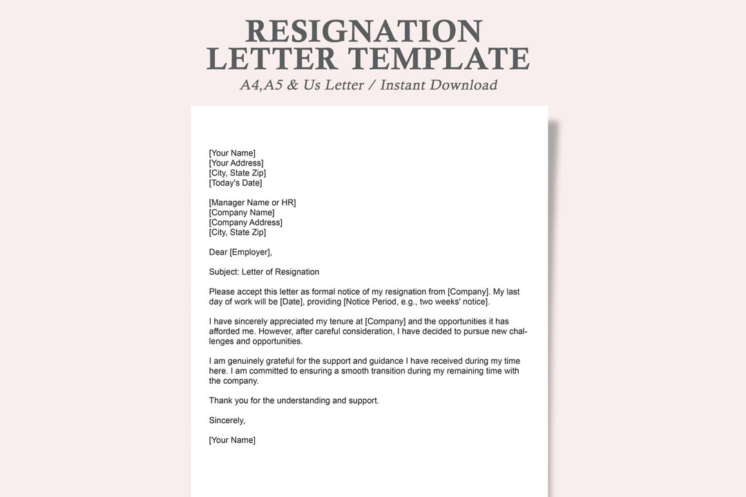 Resignation Letter Template,resignation Letter,resignation Template ...
