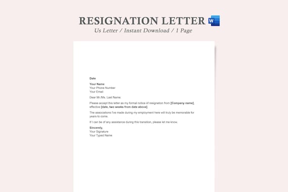 Resignation Letter Short