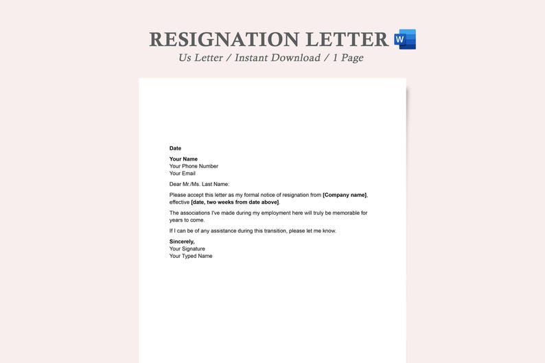 Resignation Letter Template,resignation Letter,resignation Template ...