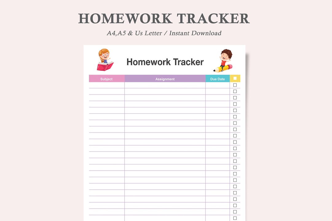 Homework Chart,homework Log,homework Organizer,daily Homework Chart ...