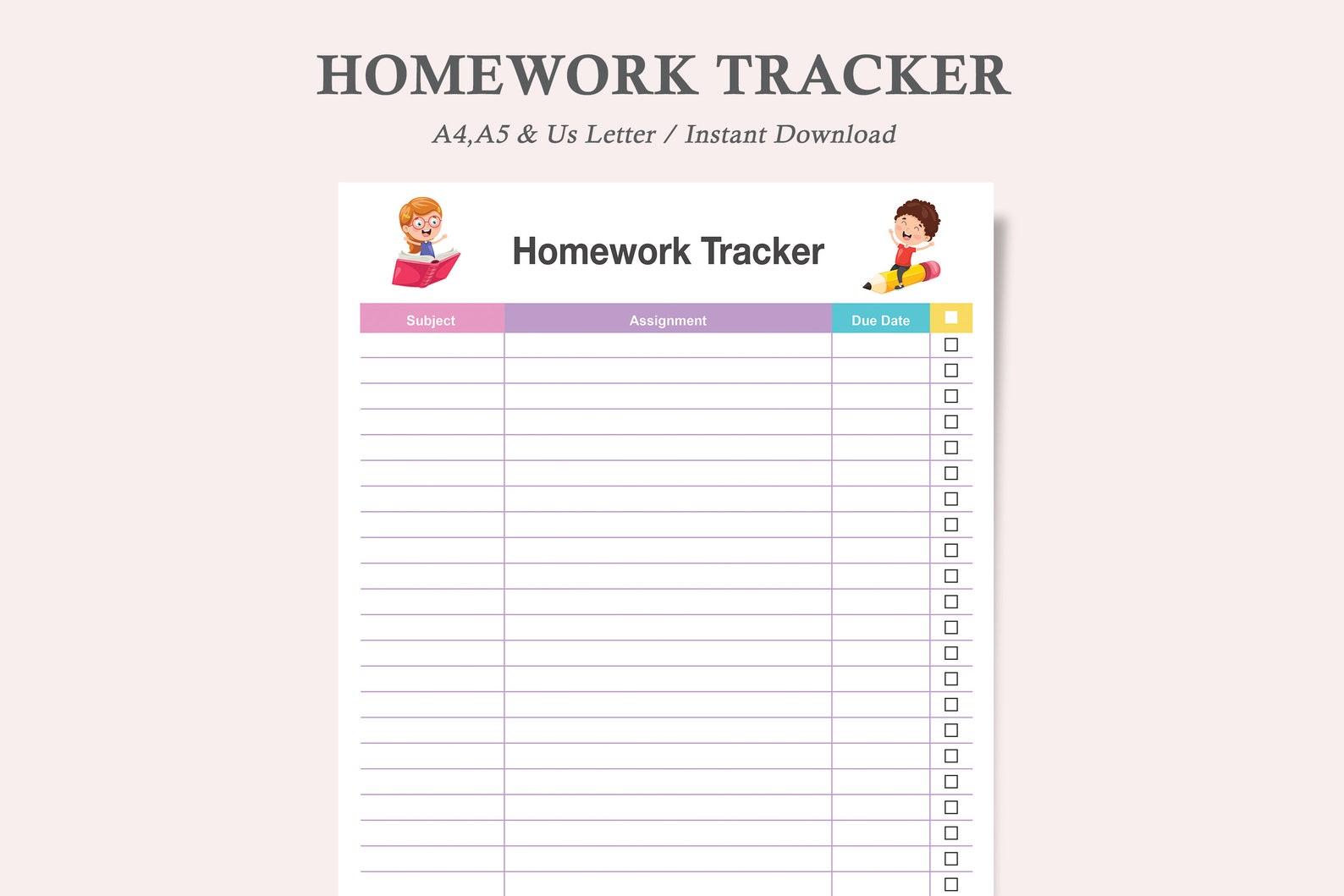 Homework Chart,homework Log,homework Organizer,daily Homework Chart ...