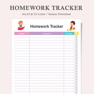 Homework Chart,homework Log,homework Organizer,daily Homework Chart ...