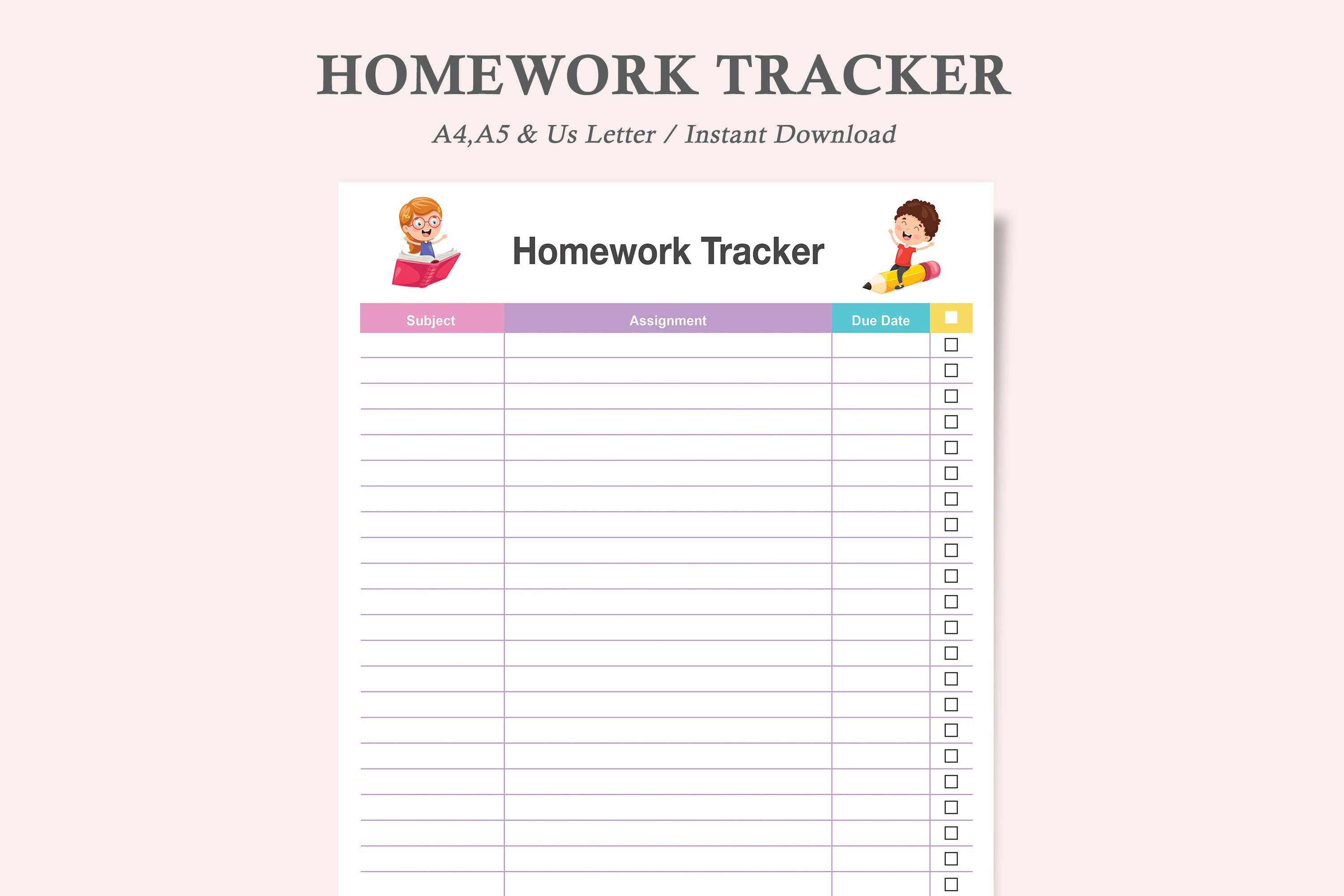 Homework Chart,homework Log,homework Organizer,daily Homework Chart ...