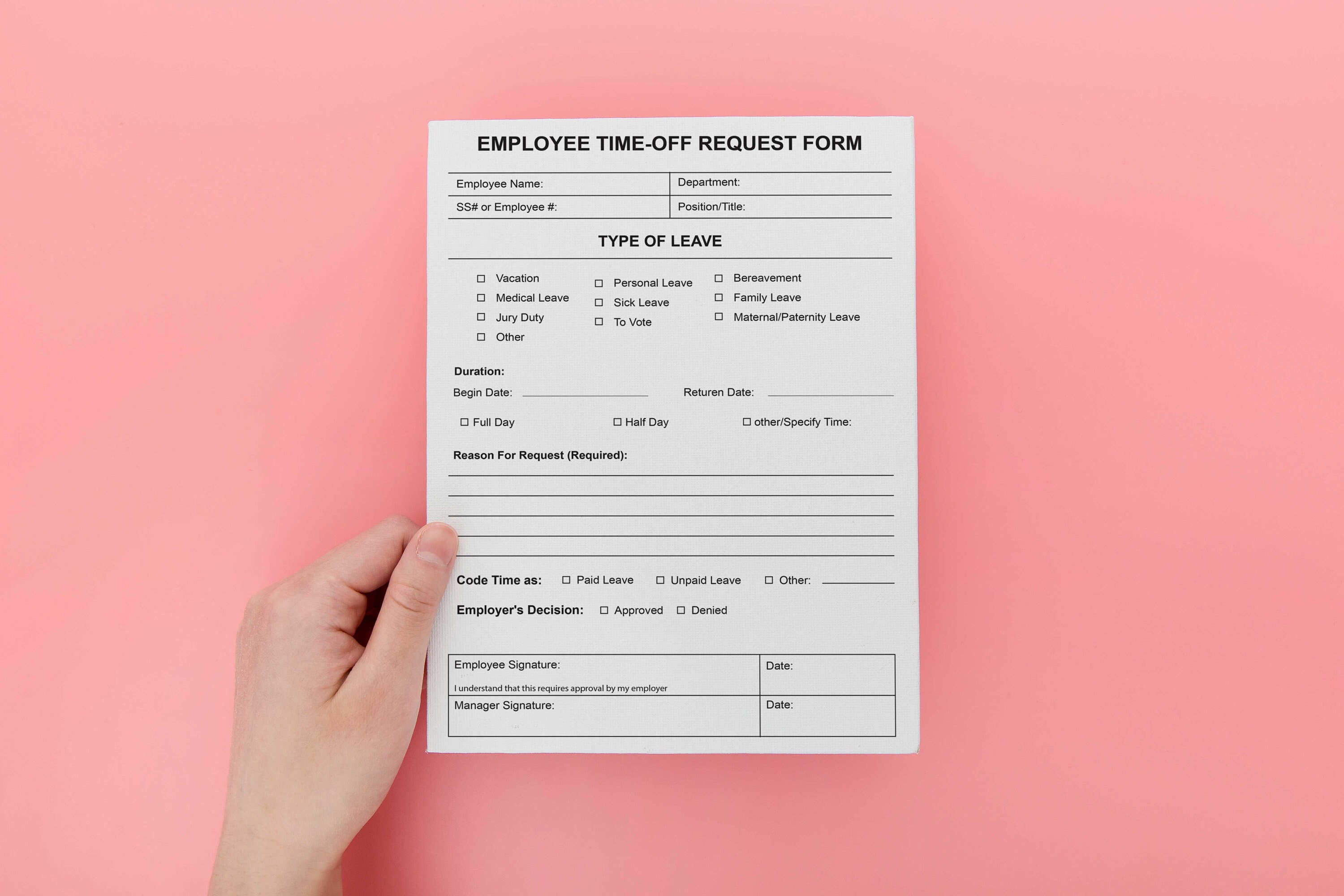 Time off Request Form,vacation Request Form,employee Time off Request ...