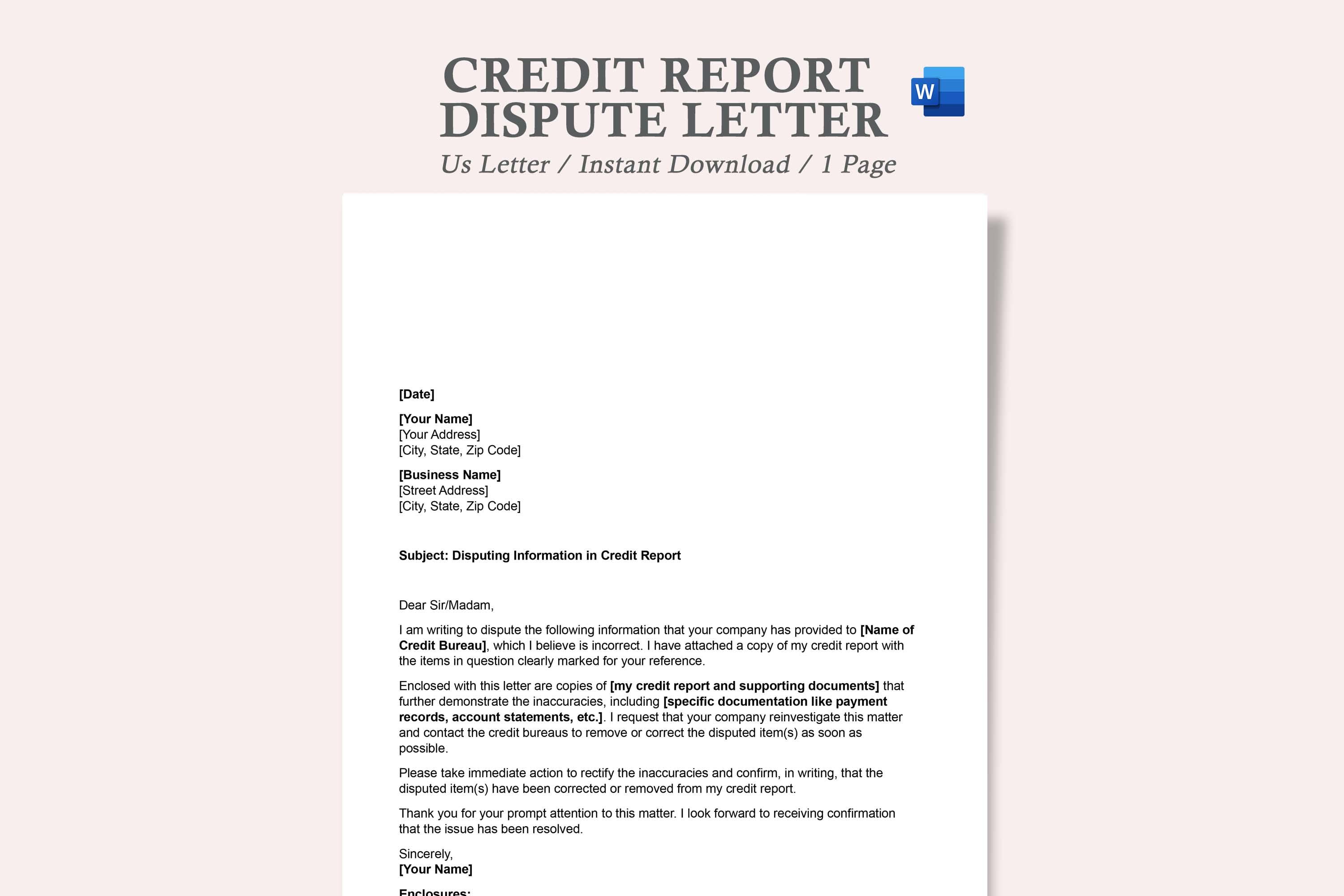 Credit Dispute Letter,credit Dispute Form Letter,credit Dispute Letter ...