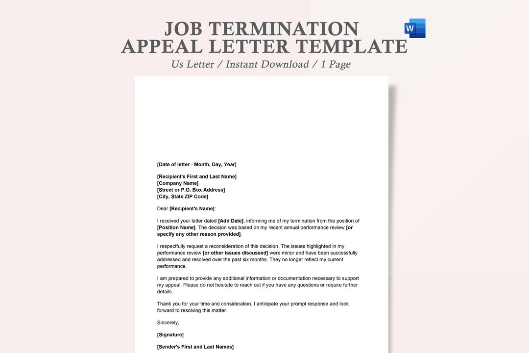 Job Termination Appeal Letter,termination Appeal Letter Template,appeal ...