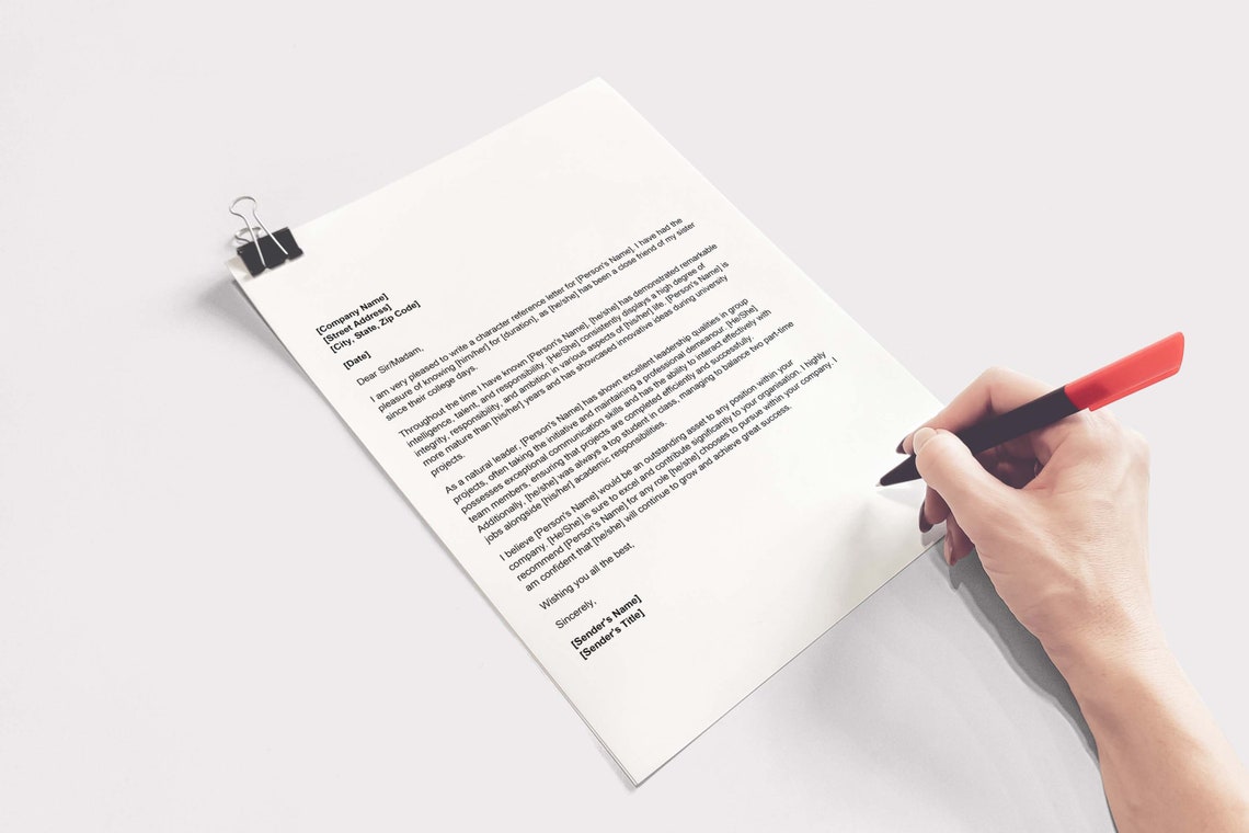 Character Reference Letter,character Reference Template,personal ...