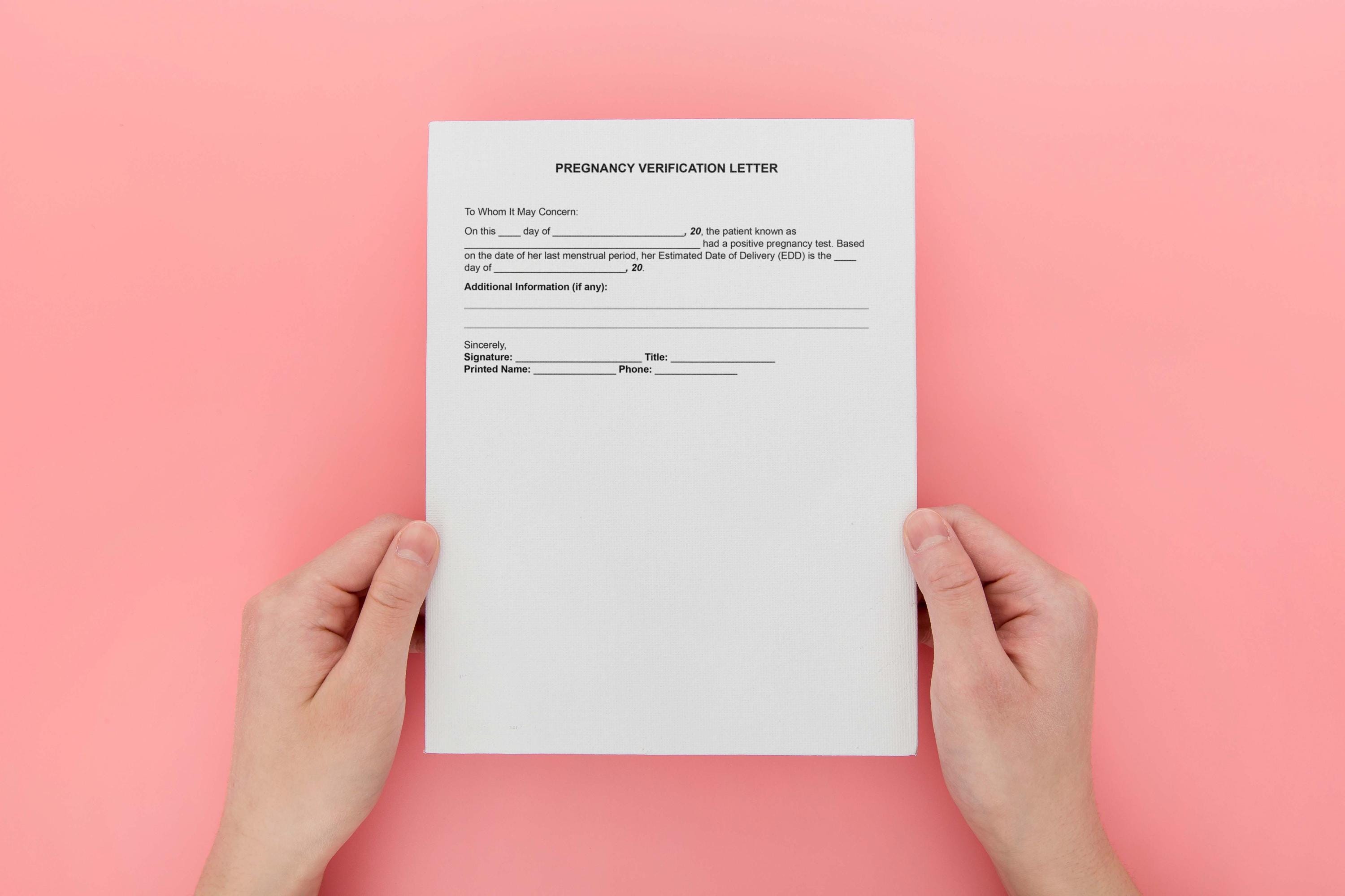 Pregnancy Verification Letter,letter of Confirmation of Pregnancy ...