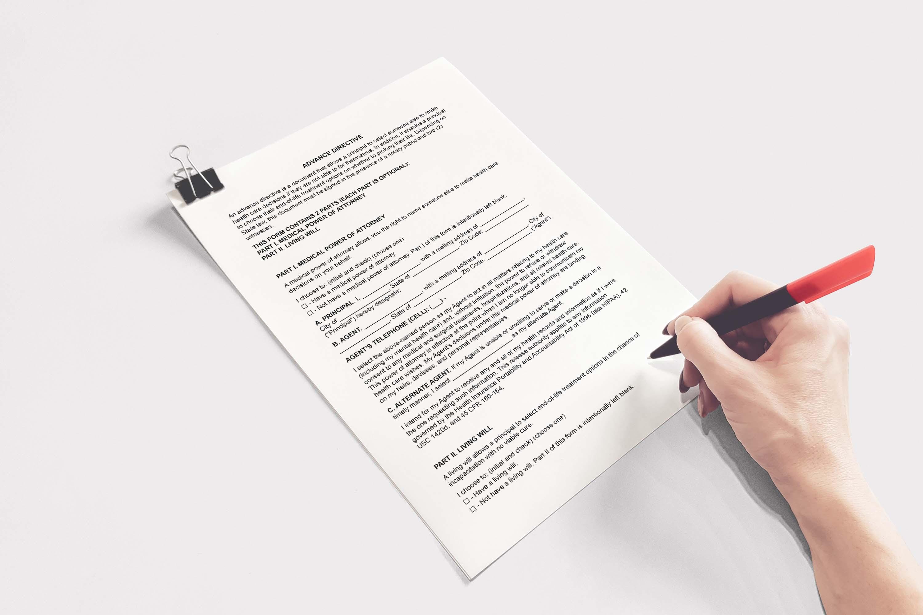 Advance Directive Form,blank Advance Directive Form,advance Care ...
